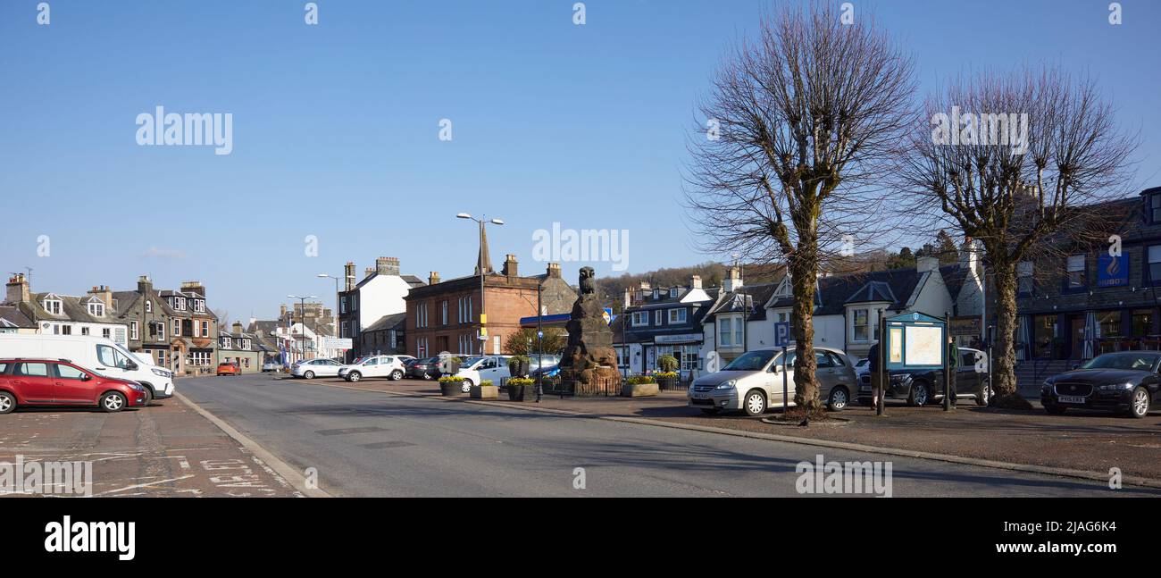 A bright and sunny morning in Moffat Main Street with the Moffat Ram in ...