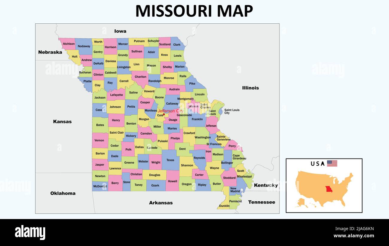 Political map of missouri hi-res stock photography and images - Alamy