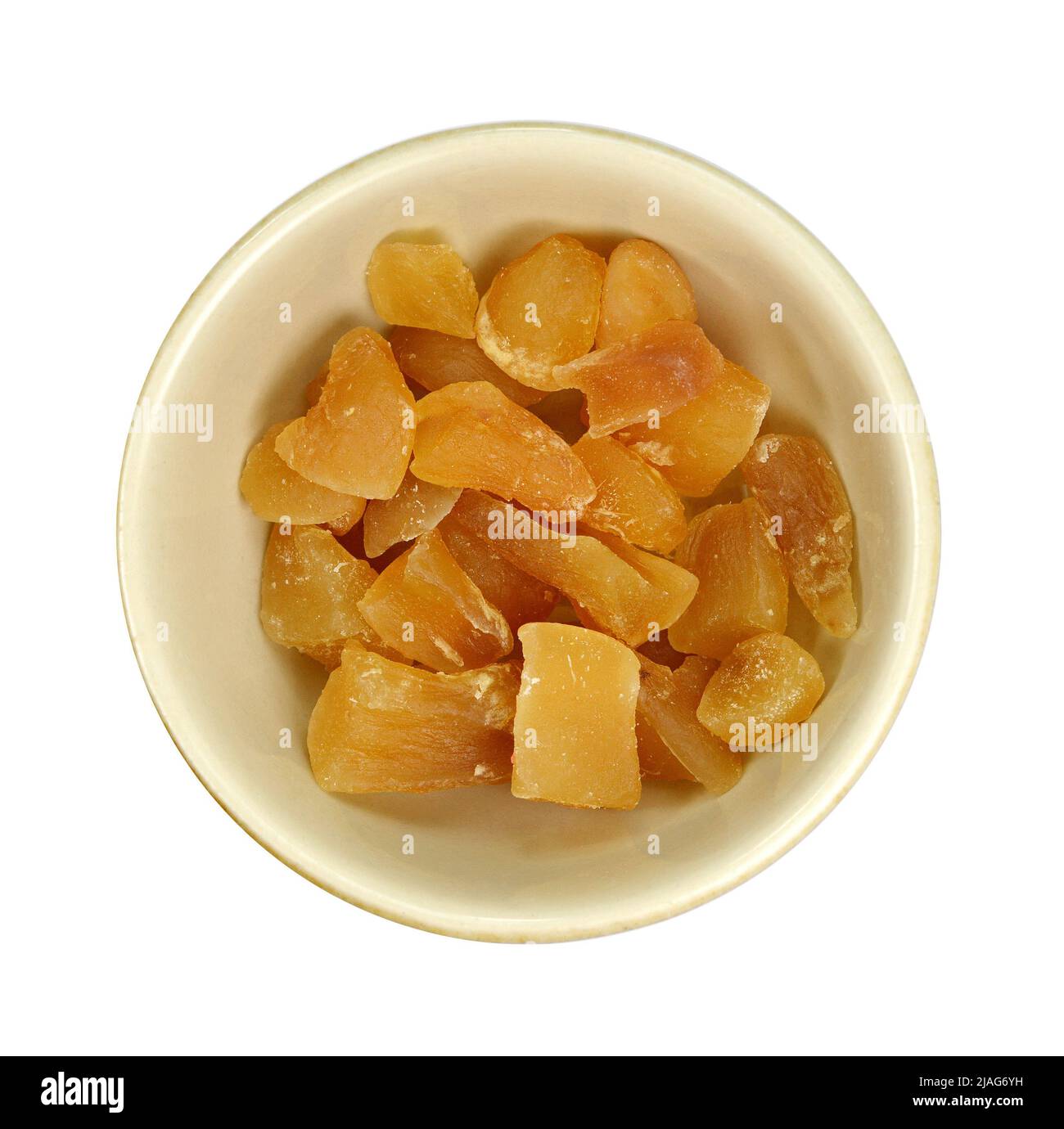 Candied ginger isolated on white background Stock Photo - Alamy