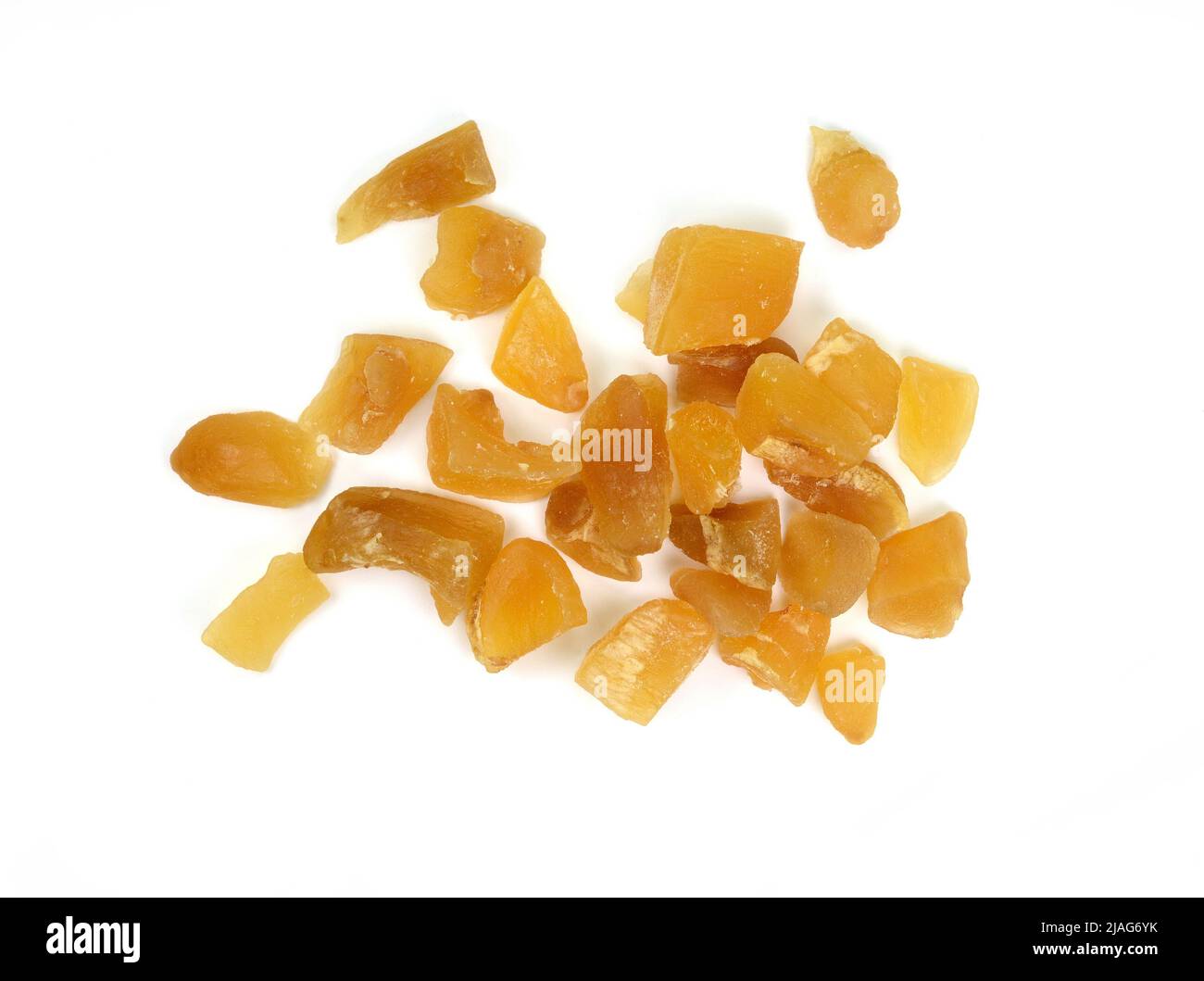 Candied ginger isolated on white background Stock Photo - Alamy