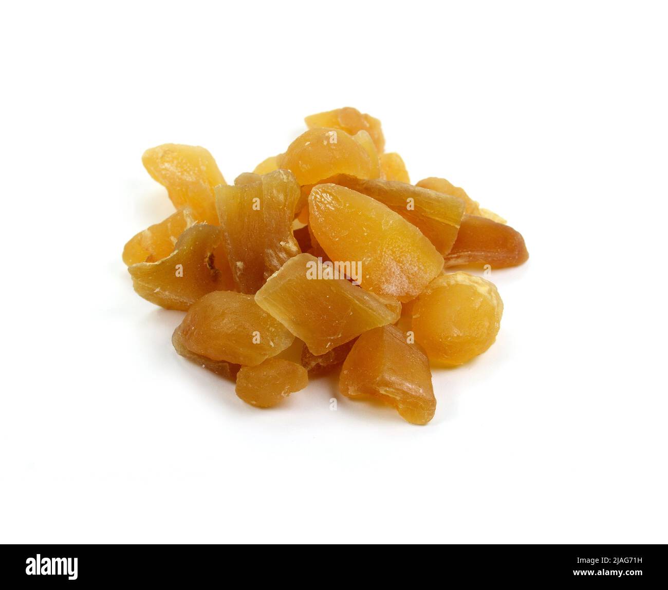 Candied ginger isolated on white background Stock Photo - Alamy