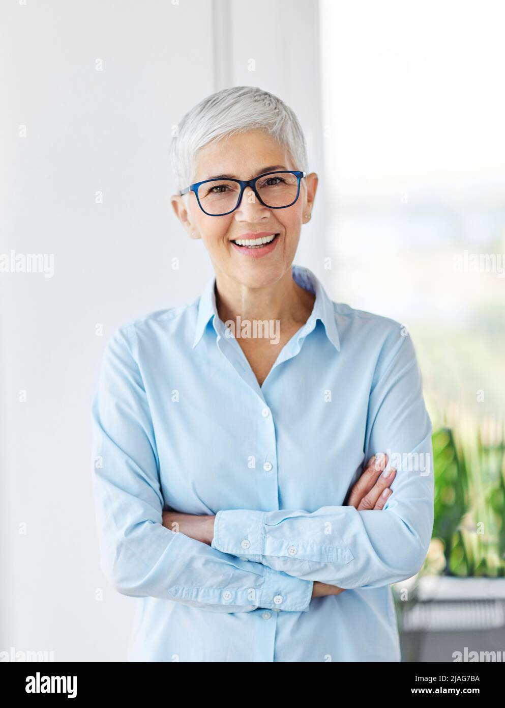 business woman senior portrait office executive casual beauty mature ...