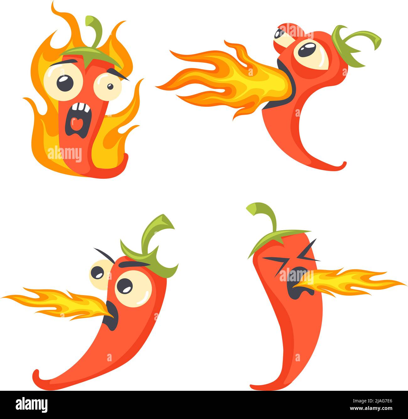 Burning pepper character. Cartoon funny hot chilli peppers, burn chilly ...