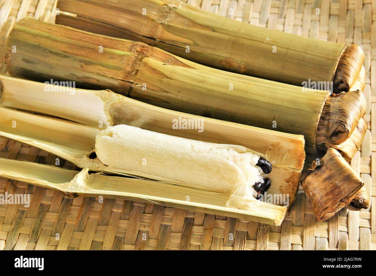 Sticky rice in bamboo typical food of Thailand. photo Stock Photo - Alamy