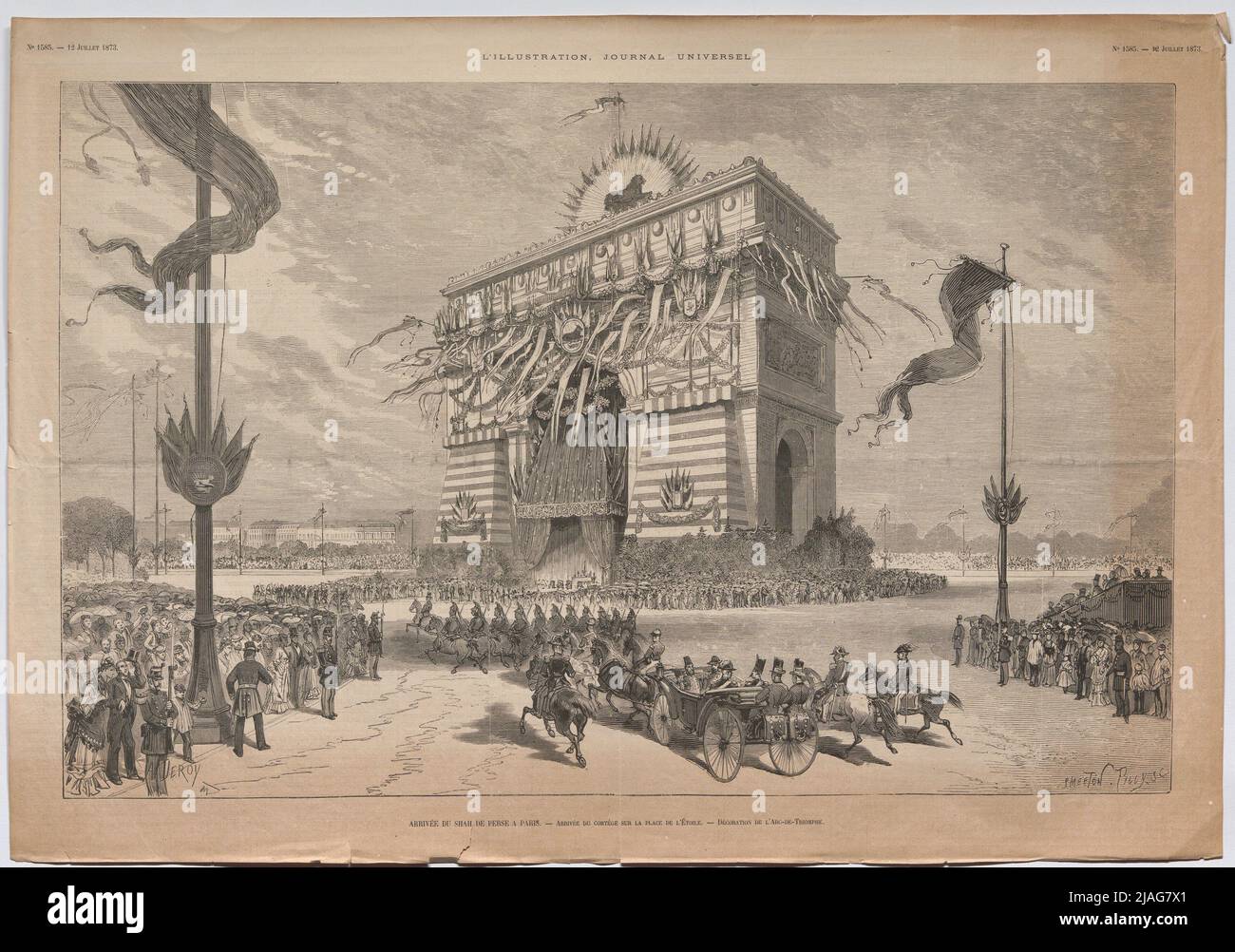 Arrivée du Shah de Perse a Paris. - Arrivée du Cortége Sur La Place de ...