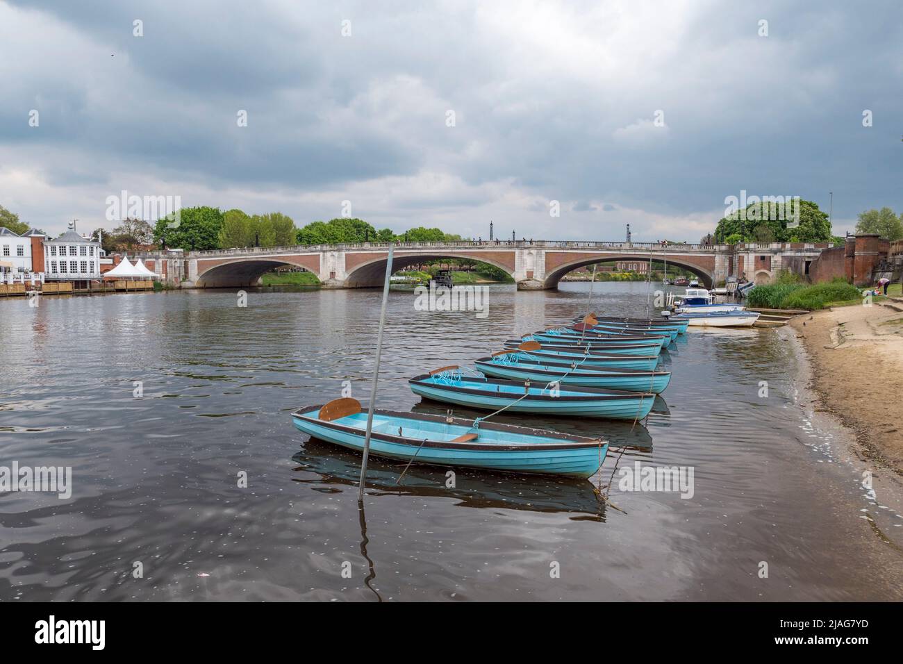 Hampton Court Bridge, a Grade II listed bridge that crosses the River ...