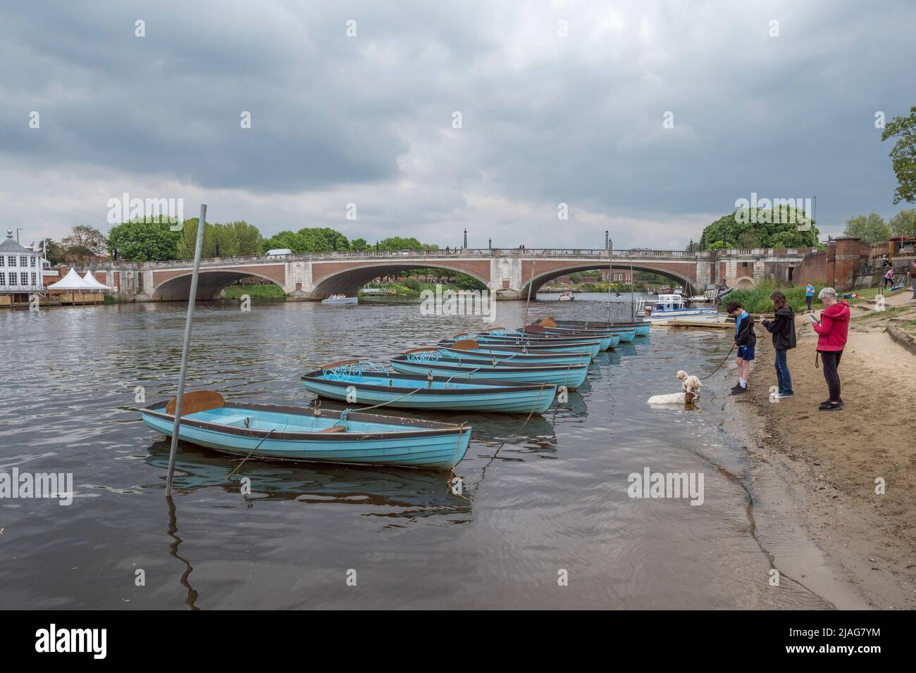 Hampton Court Bridge, a Grade II listed bridge that crosses the River ...