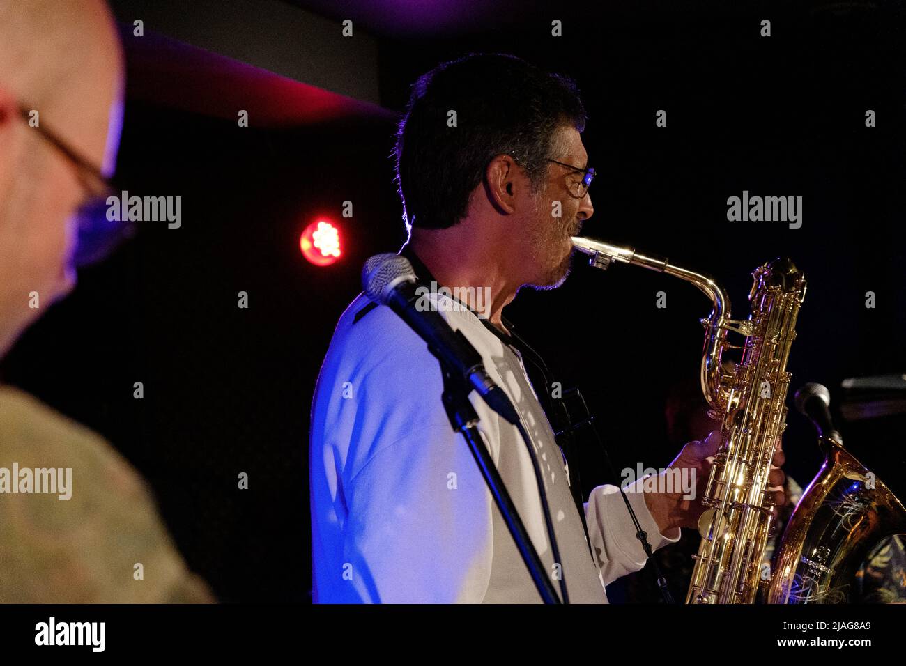 Jazz saxophone - jam session from Stroud Jazz Stock Photo - Alamy