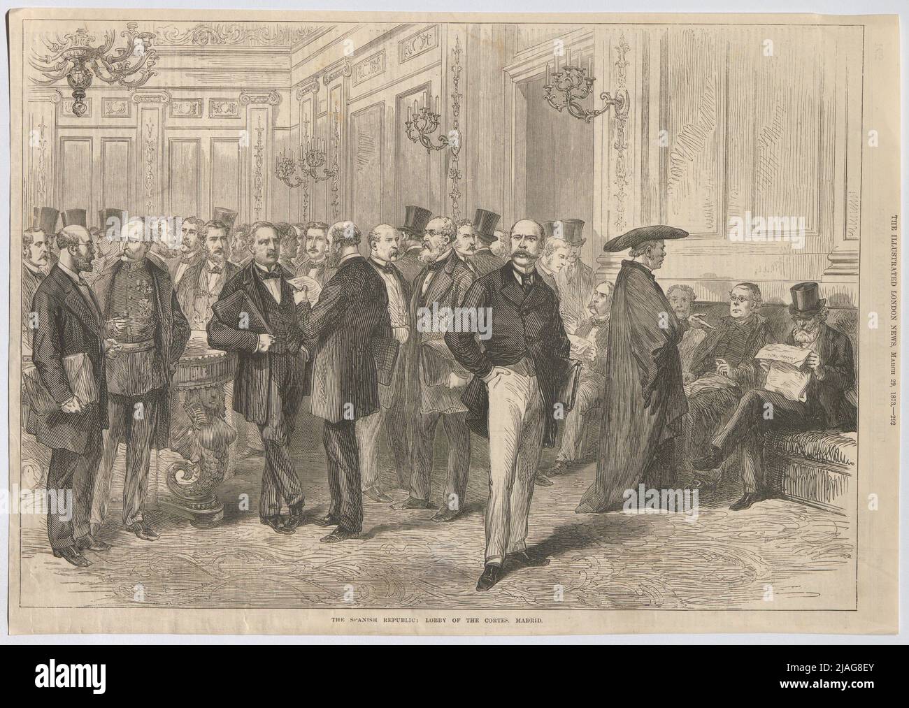 The Spanish Republic: Lobby of the Cortes. Madrid. ". The entrance hall ...