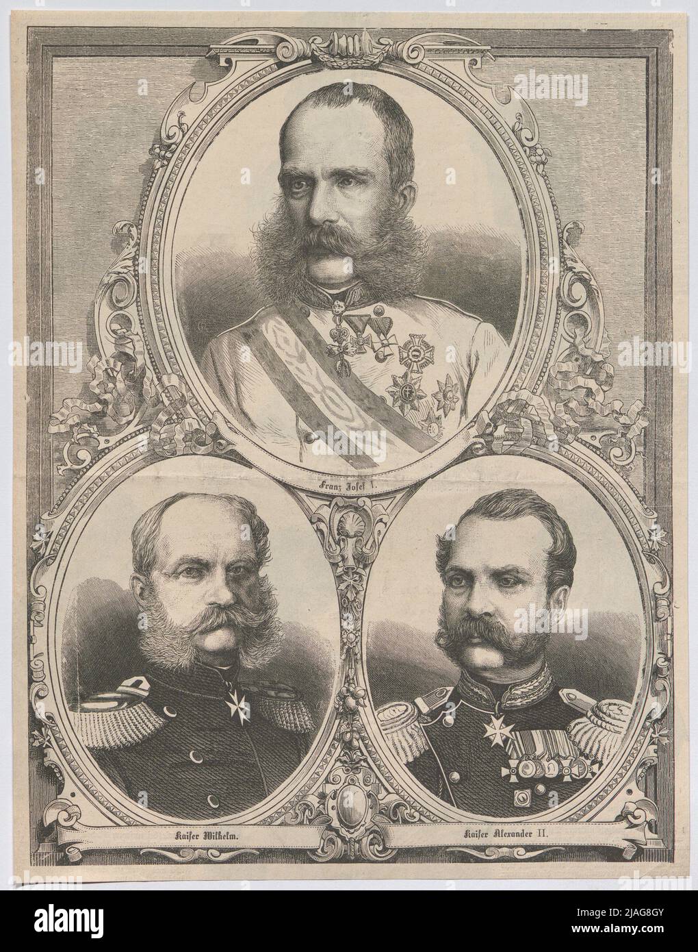 Franz Joseph I., Wilhelm I., Tsar Alexander II. (From "Illustrirte ...