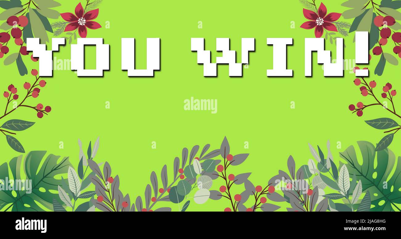 Image of you win in digital abstract space with flower frame Stock ...