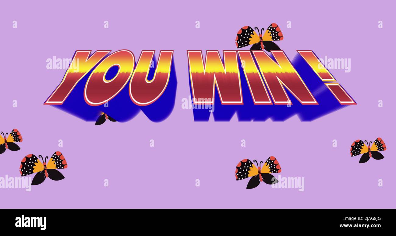 Image of you win in digital abstract space with butterflies Stock Photo ...