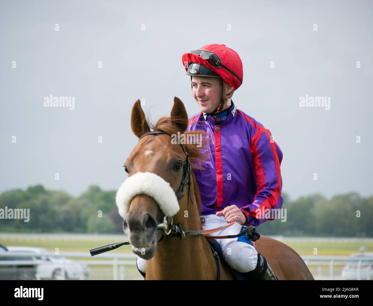 Jockey Shane Gray on Melayu Kingdom at York Races Stock Photo - Alamy