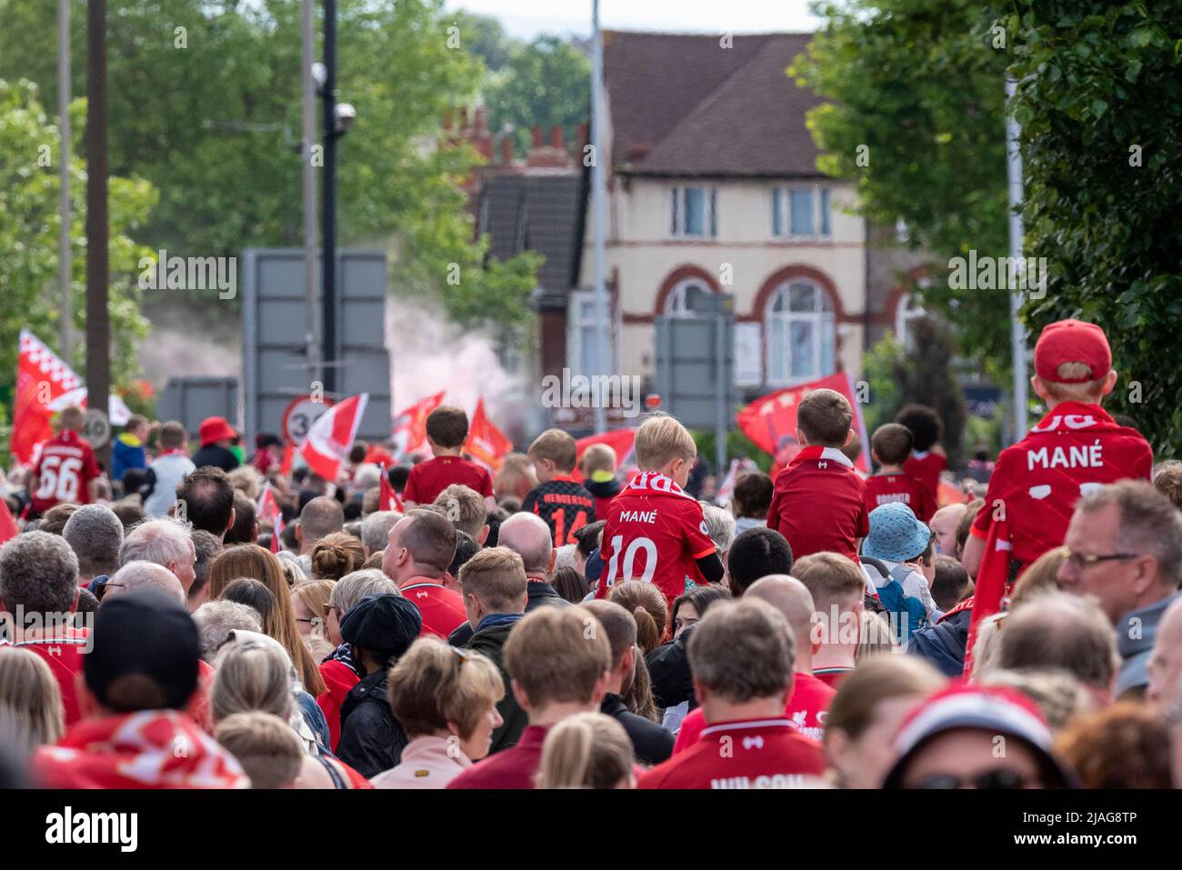 Youngster at the Liverpool Football Club victory parade through the ...