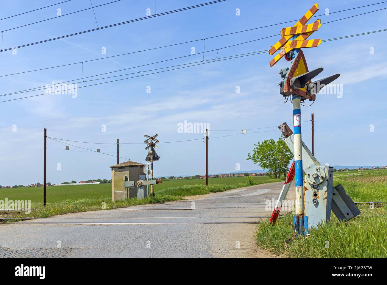 Broken Barrier Damaged Signal Danger Rail Crossing Problem Stock Photo ...