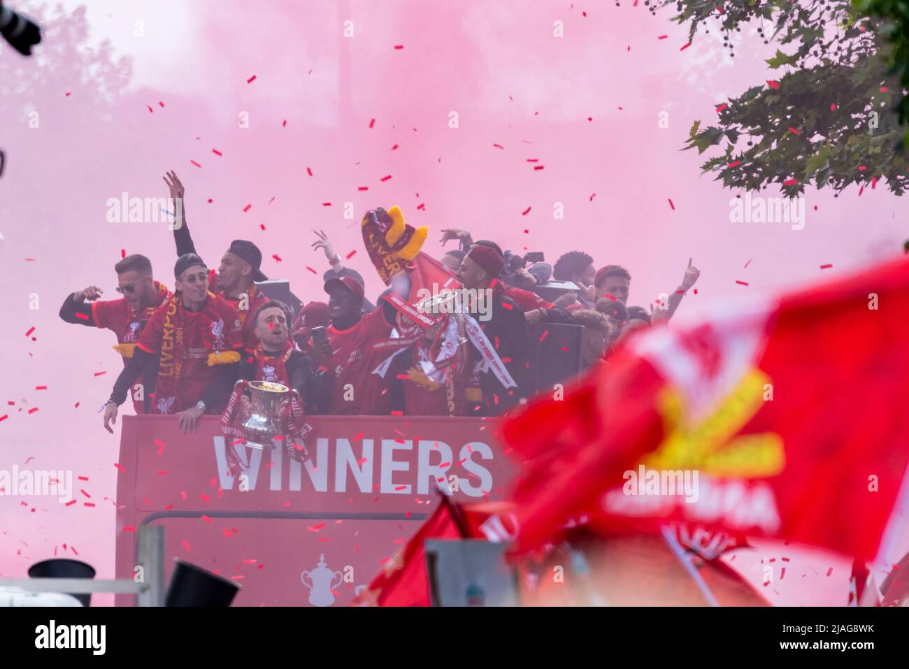 Liverpool Football Club victory parade through the streets of the city ...