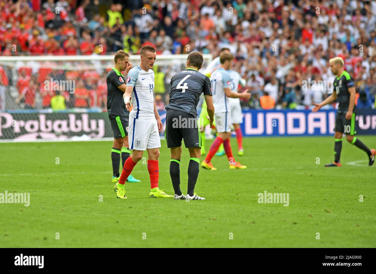 Stock picture of England football player Jamie Vardy at full time at ...