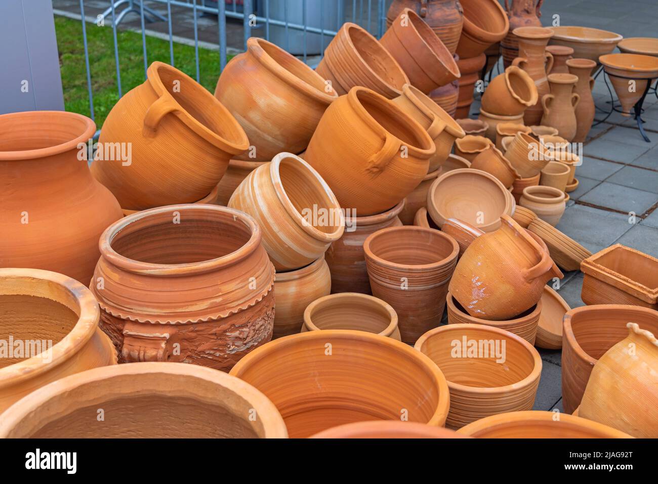 Earthenware Pottery Jugs Terracotta Vases Variety Size Shape Stock ...