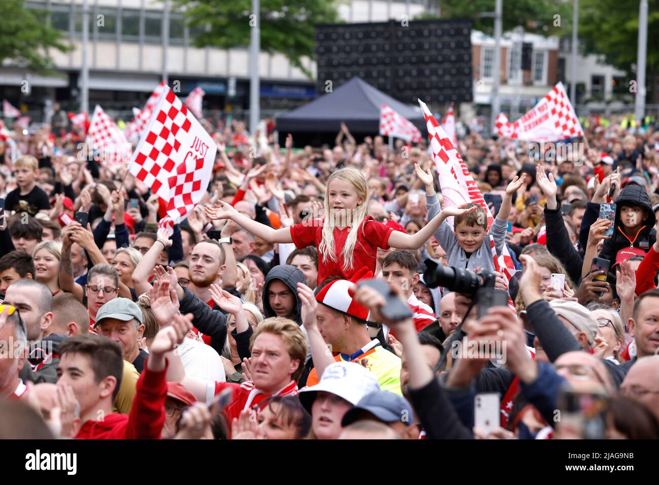 Nottingham Forest fans during the celebrations in Old Market Square ...