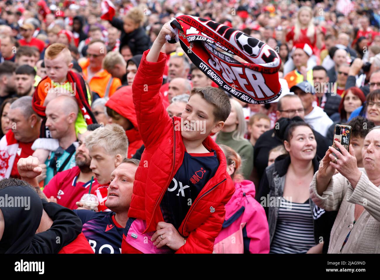 Nottingham Forest fans during the celebrations in Old Market Square ...