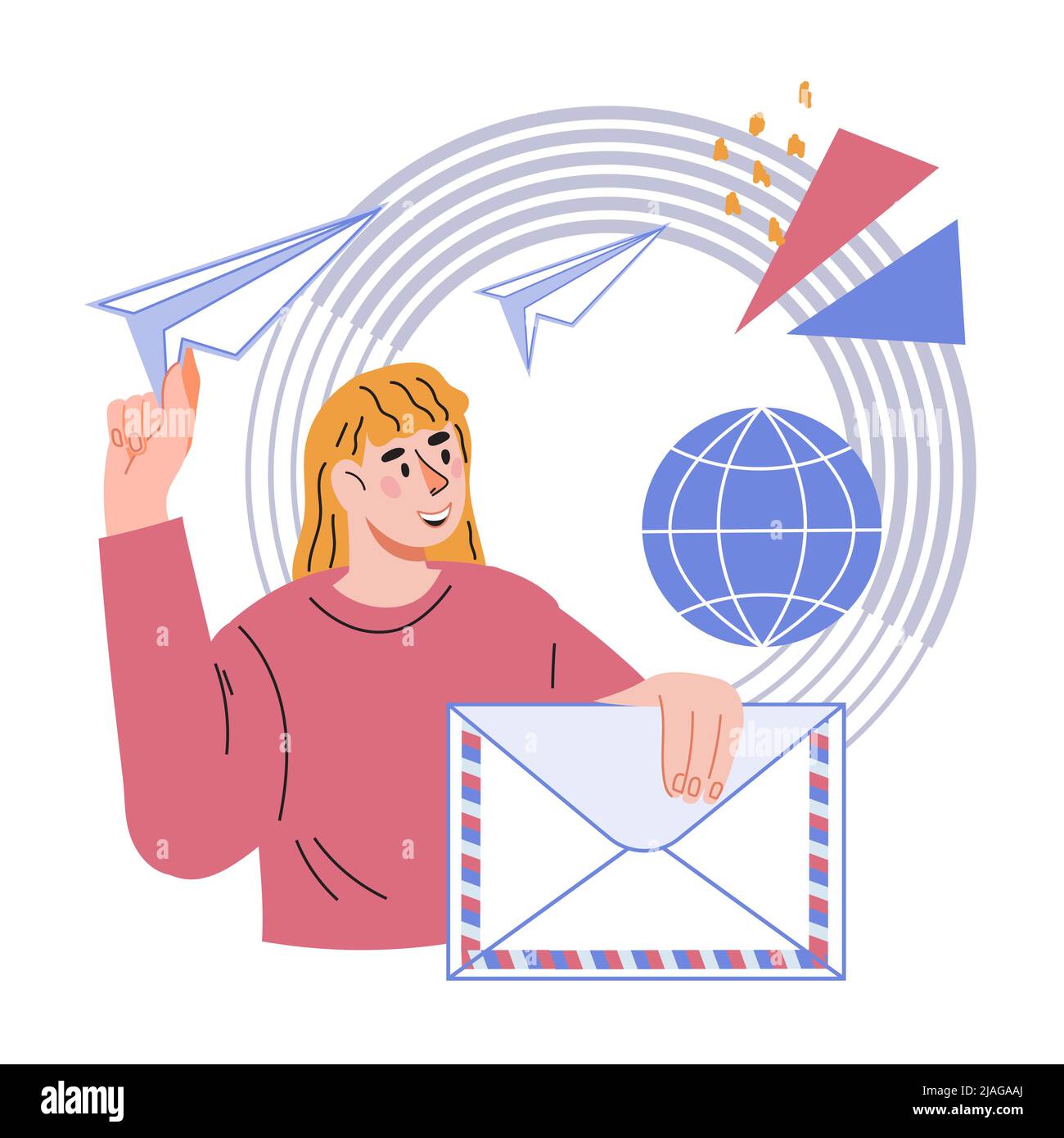 Businesswoman sending and receiving letters. Mail business ...