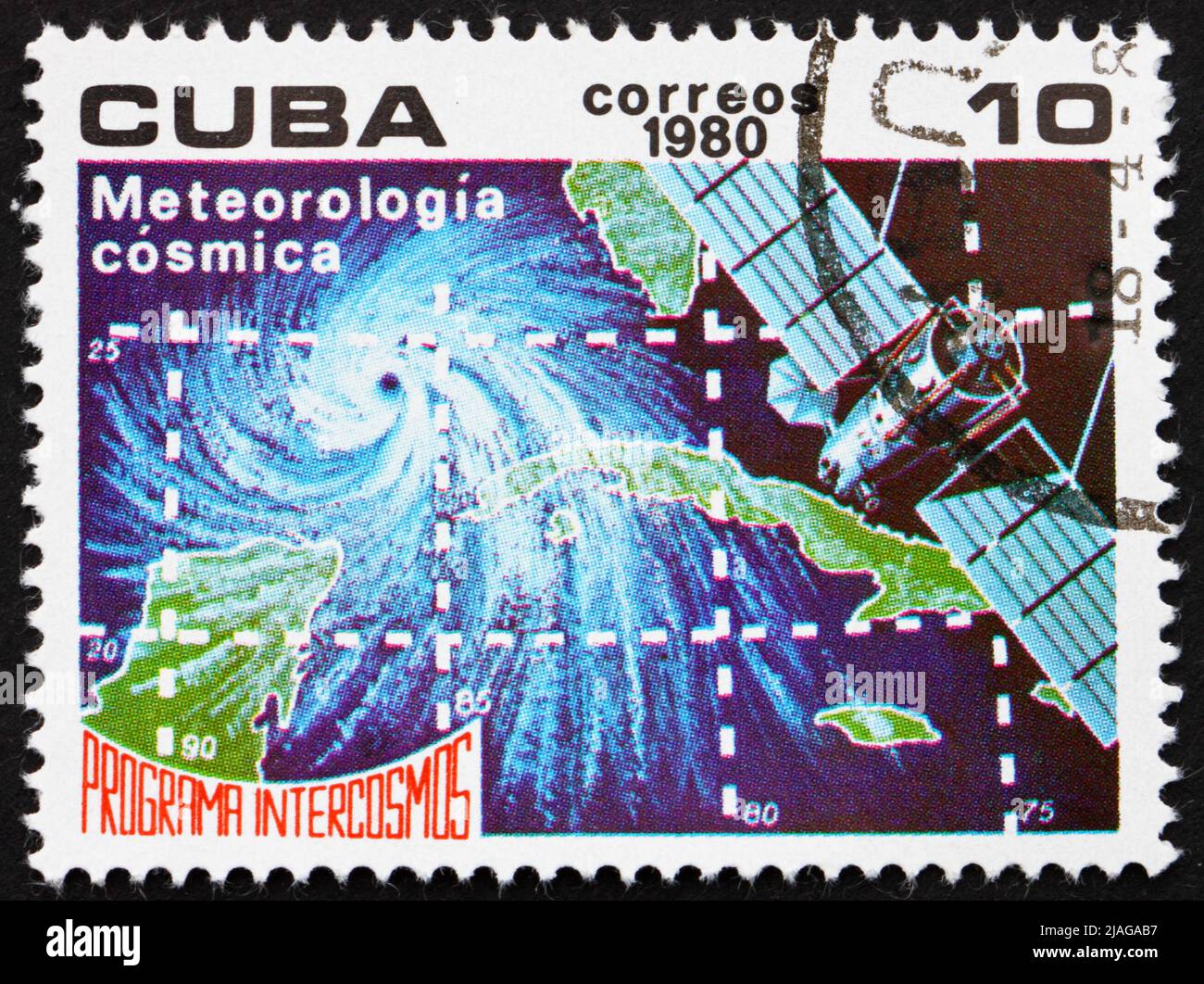 CUBA - CIRCA 1980: a stamp printed in the Cuba shows Meteorology ...
