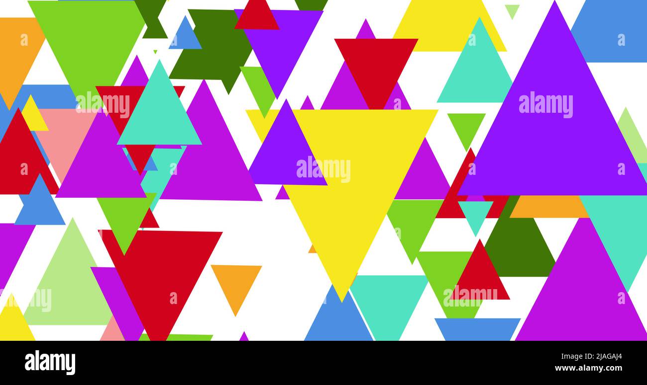 Image of vivid colorful triangles covering white background. colour ...