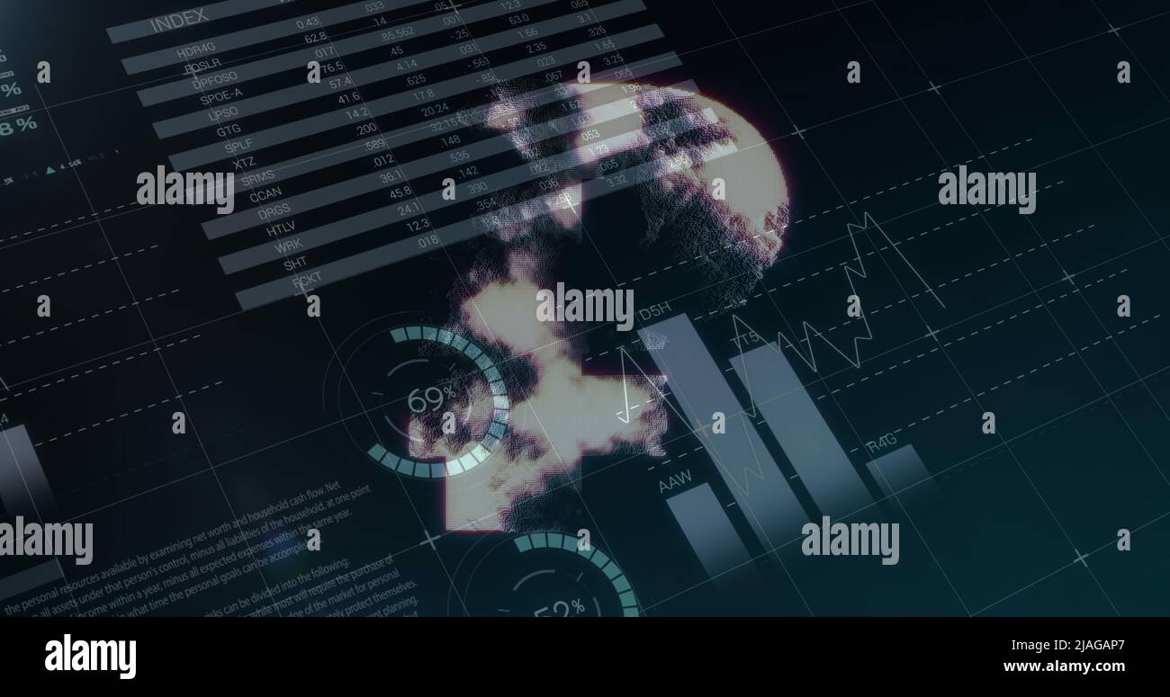 Image of ruble symbol over data processing. global business, finances ...