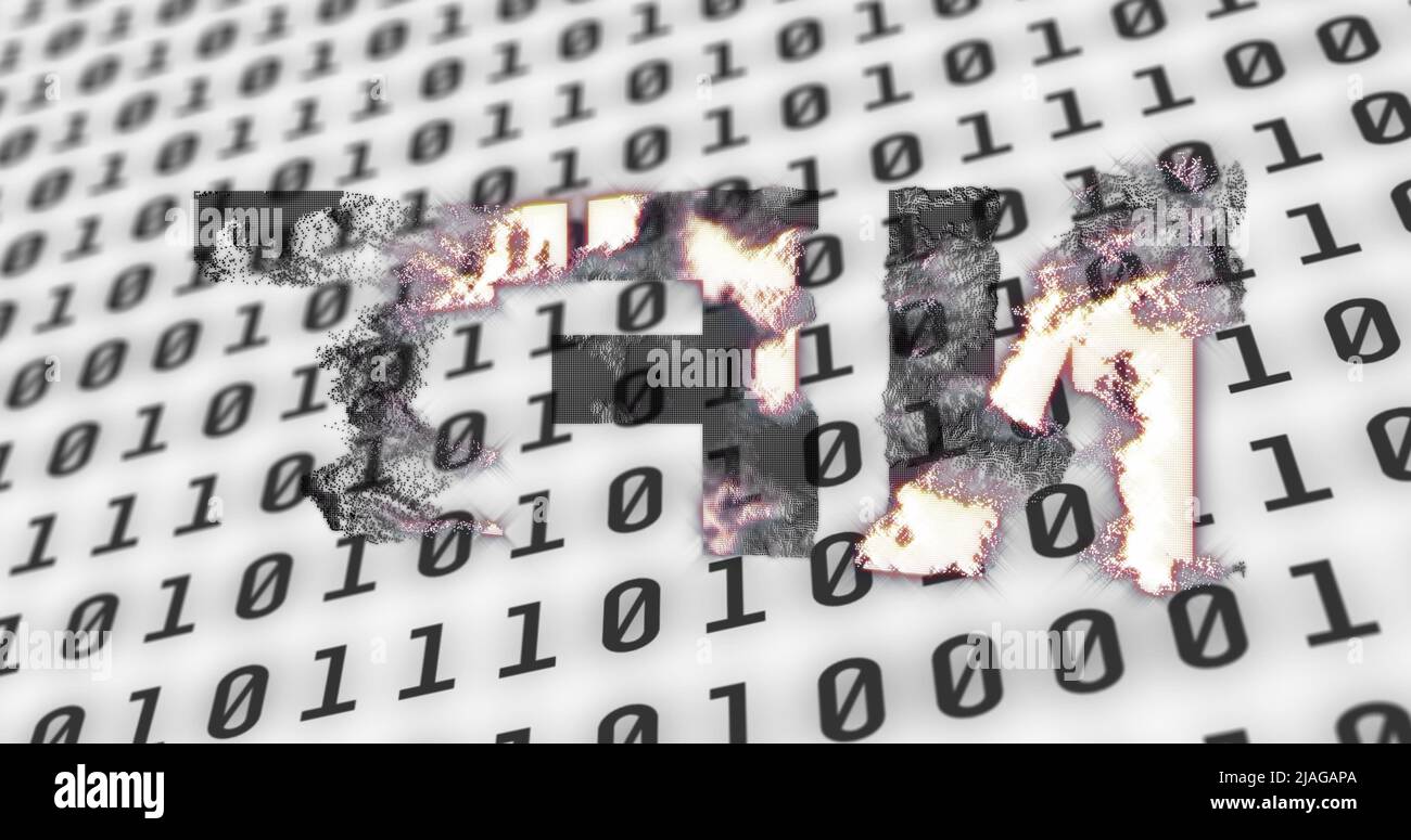 Image of nft text over binary coding. global business, finances ...