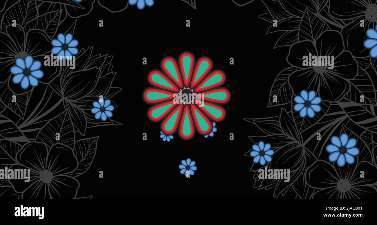 Digital image of multiple flower icons floating with copy space against ...