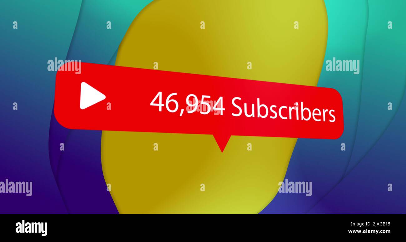 Image of number of subscribers growing over colorful shapes. global ...