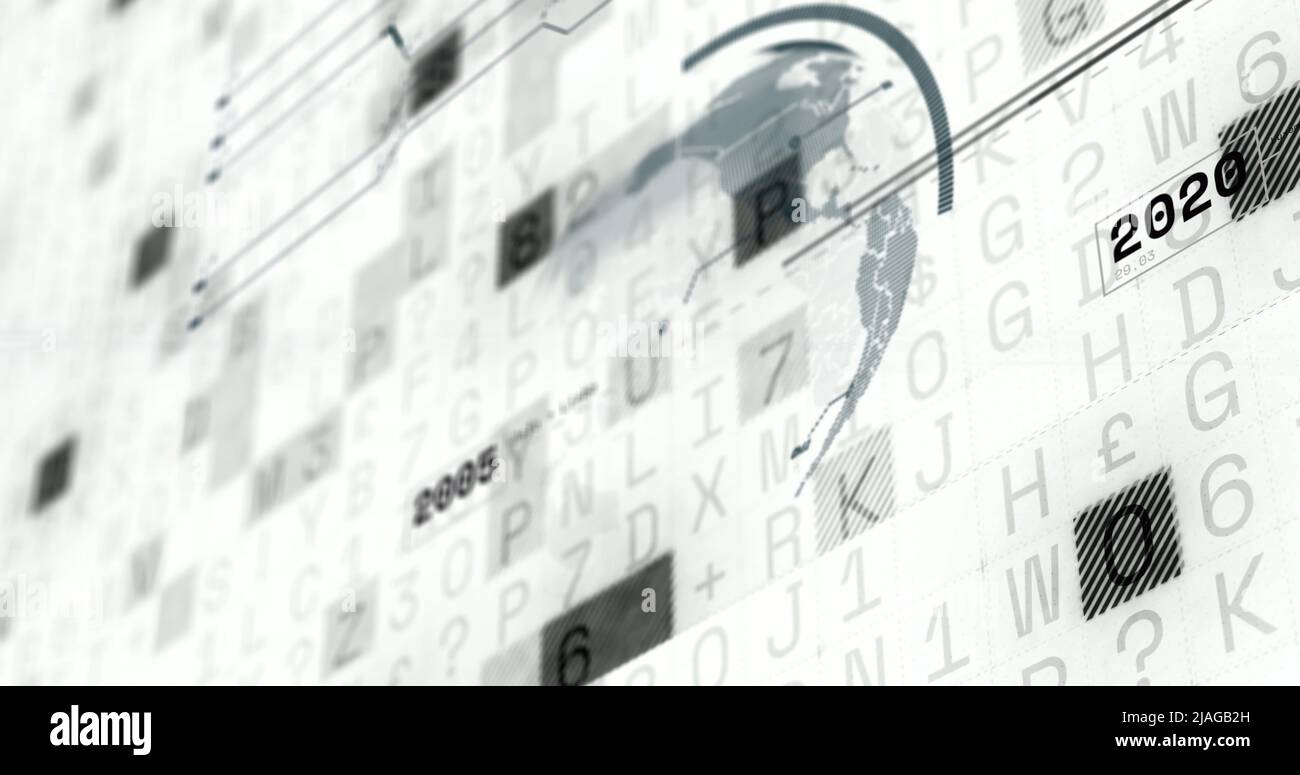 Image of globe over data processing on white background. global ...