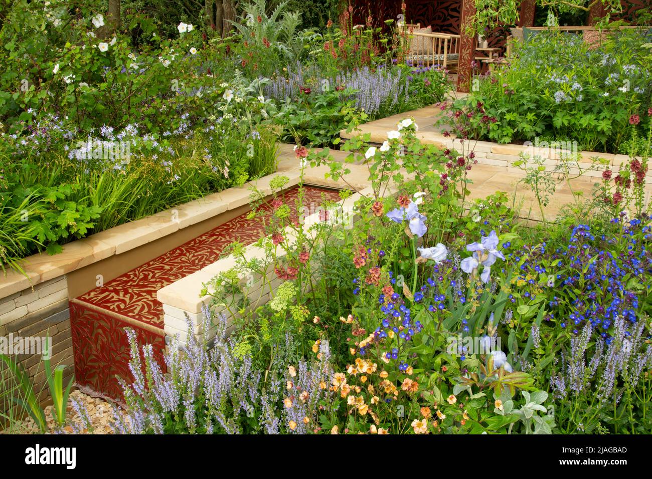 The Morris & Co. Garden containing a pavilion and water channels based ...