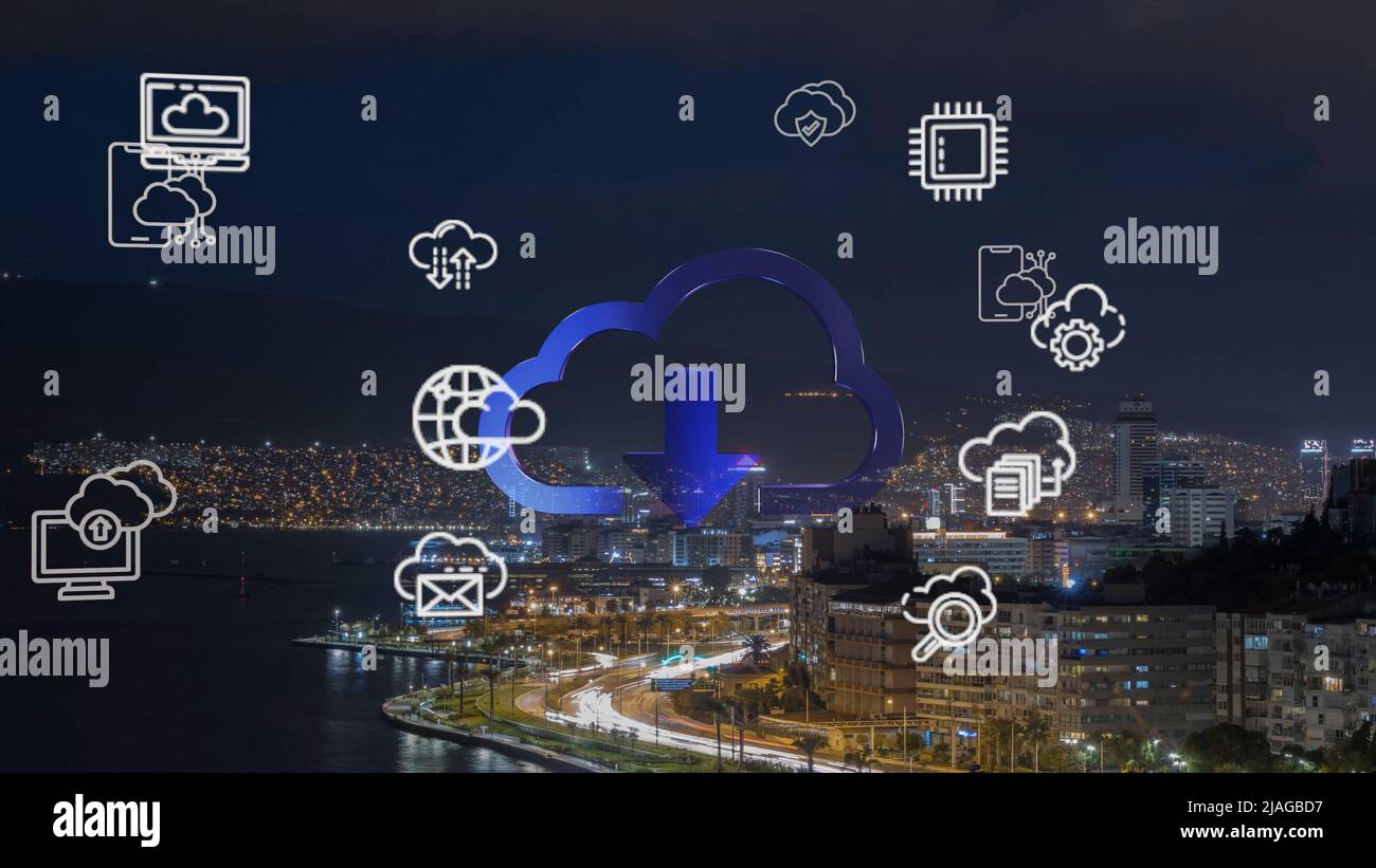Cloud computing concept. Communication network Stock Photo - Alamy