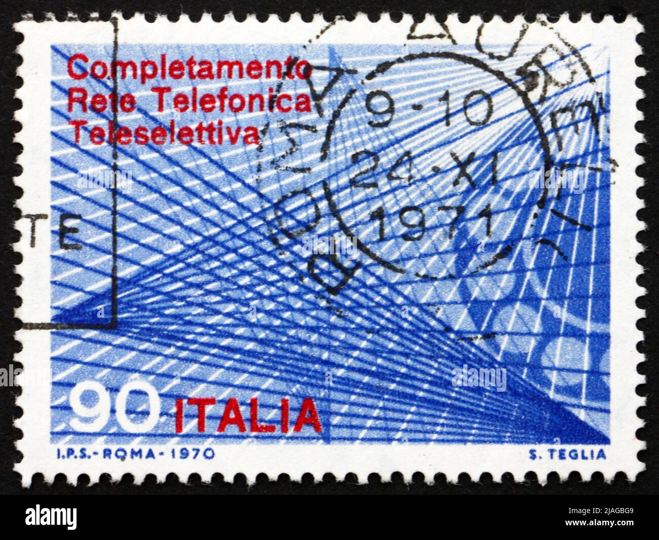 ITALY - CIRCA 1970: a stamp printed in the Italy shows Telephone Dial ...