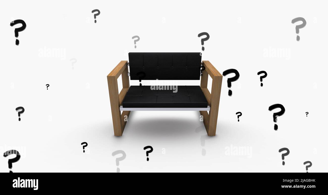 Image of falling question marks over bench Stock Photo - Alamy