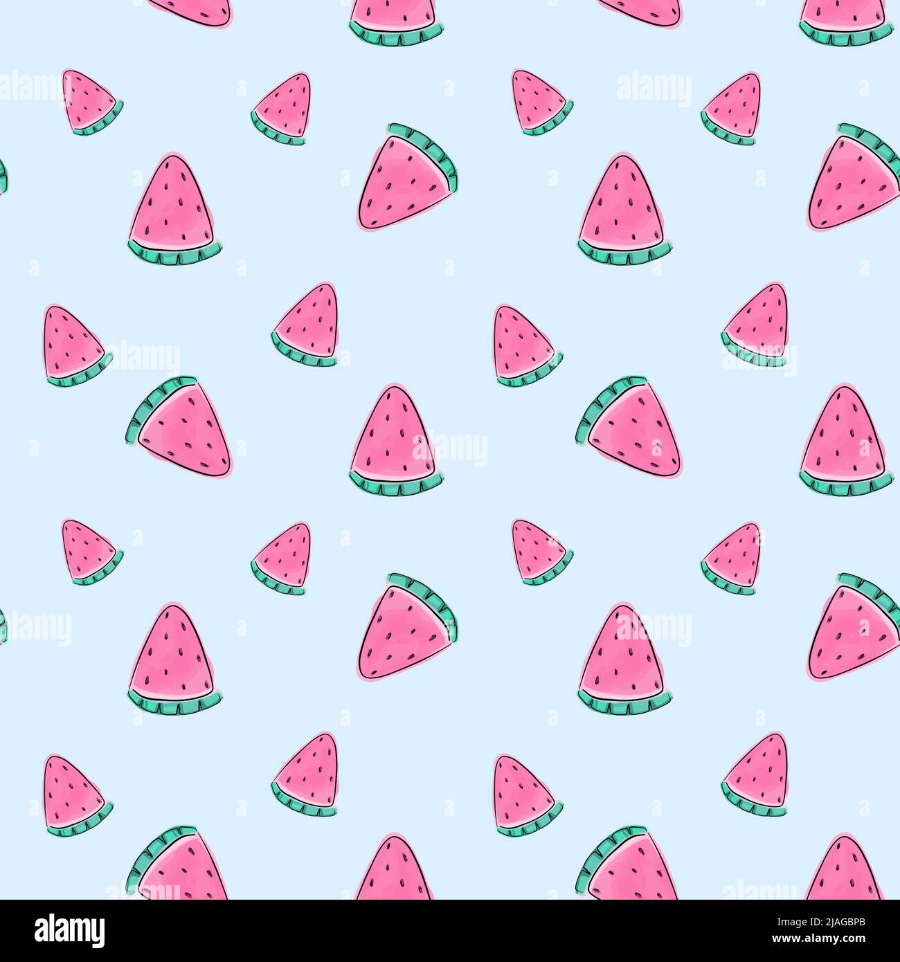 Cute Vector summer seamless pattern with watermelons Stock Vector Image ...
