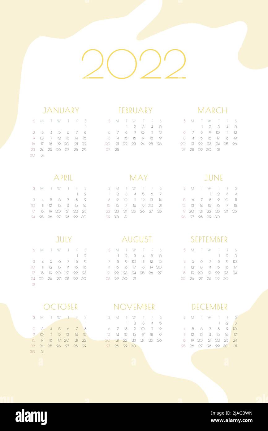 2022 calendar with delicate minimalist design pastel color palette ...