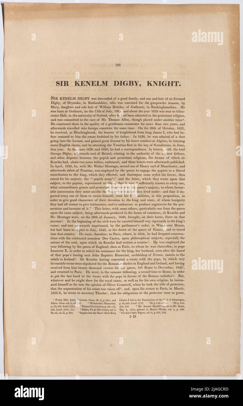 SIR KENELM DIGBY, KNIGHT". Biografie Sir Kenelm Digby. Unknown Stock ...