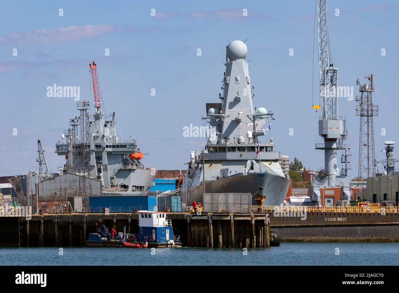 British Royal Navy warships in the Naval Dockyards in Portsmouth on the ...