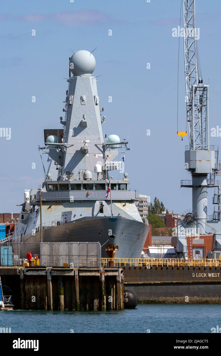 British Royal Navy warships in the Naval Dockyards in Portsmouth on the ...