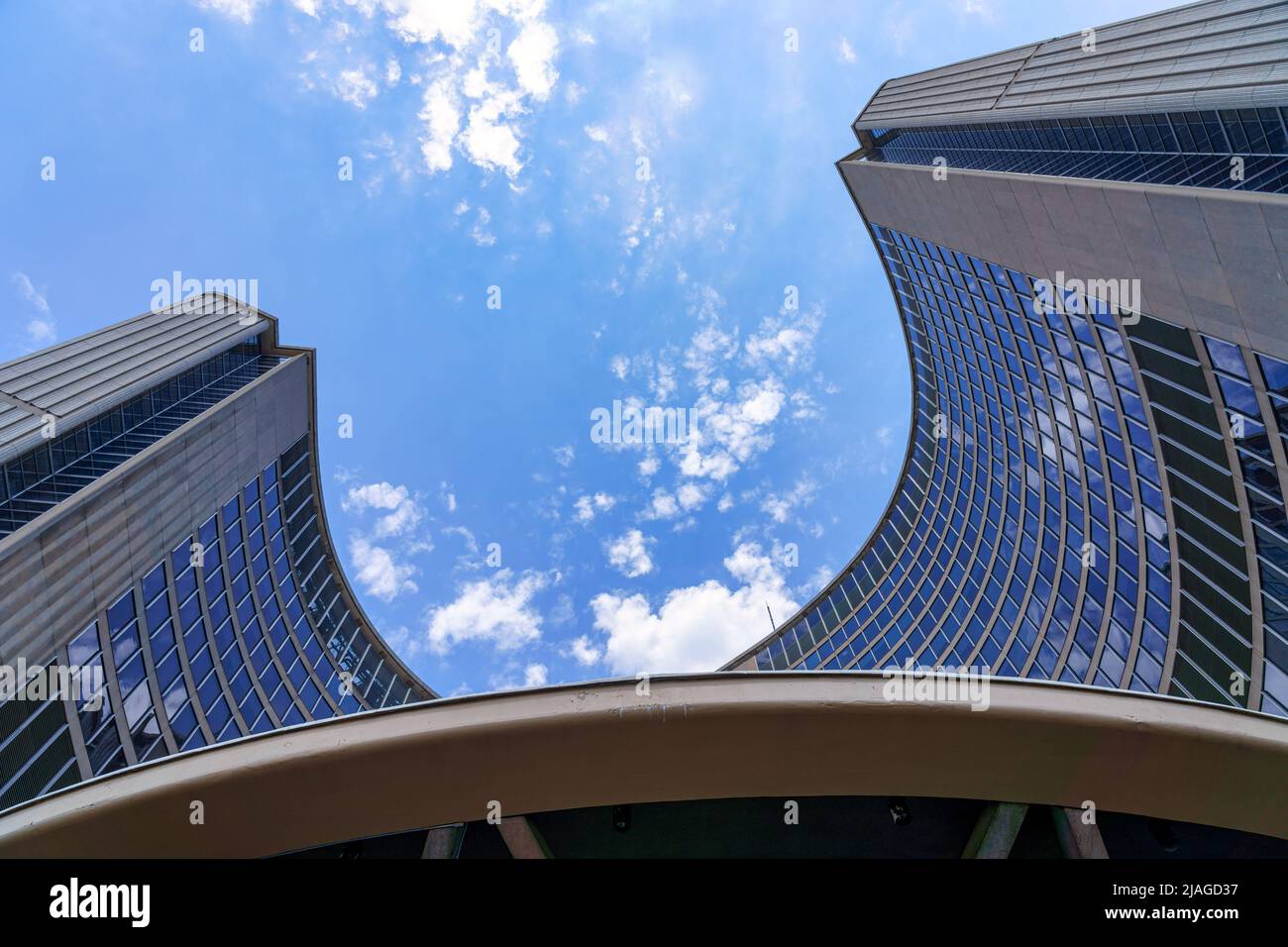New City Hall. Low angle view of the exterior architecture of the ...