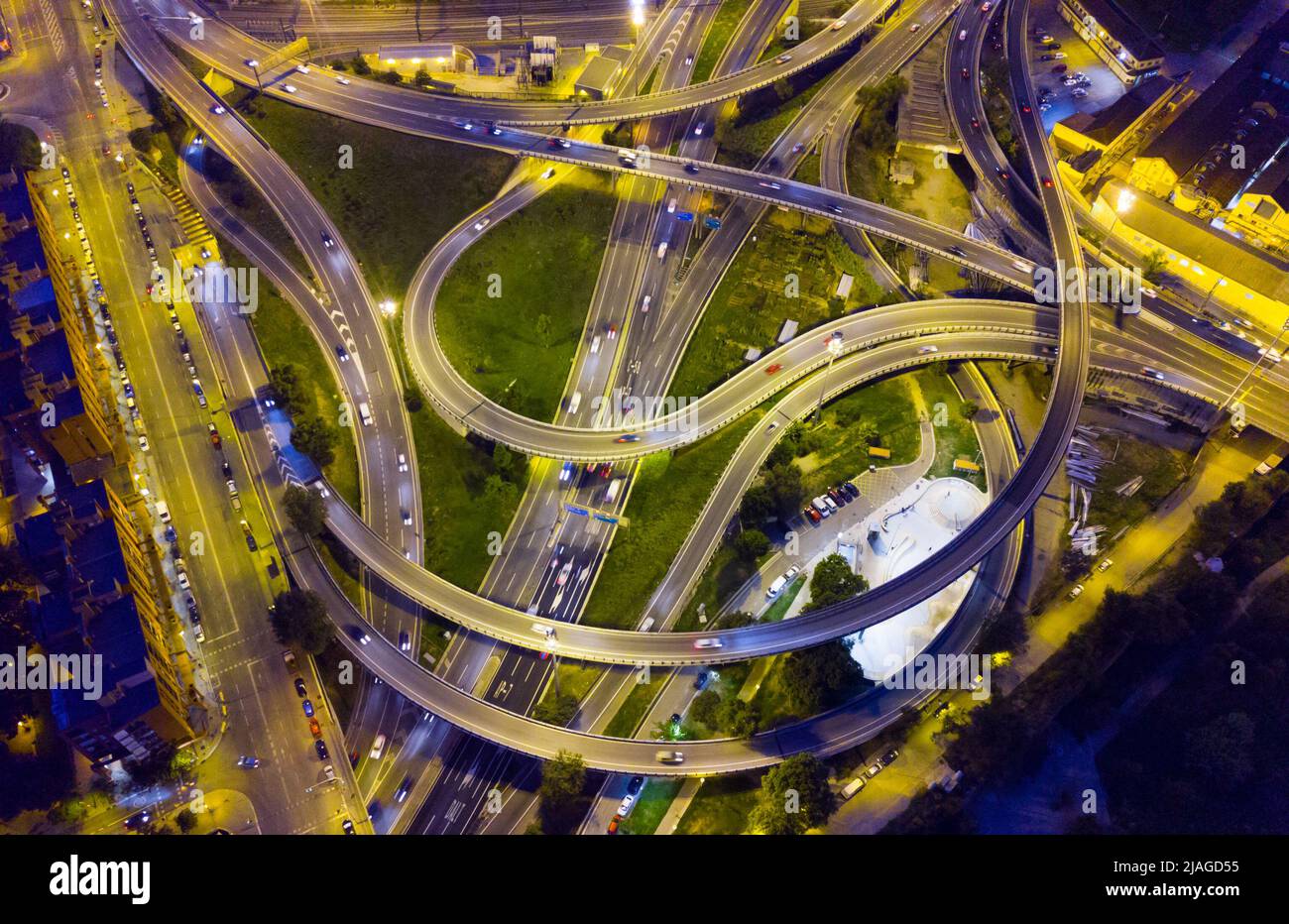 Highway road at night Stock Photo - Alamy
