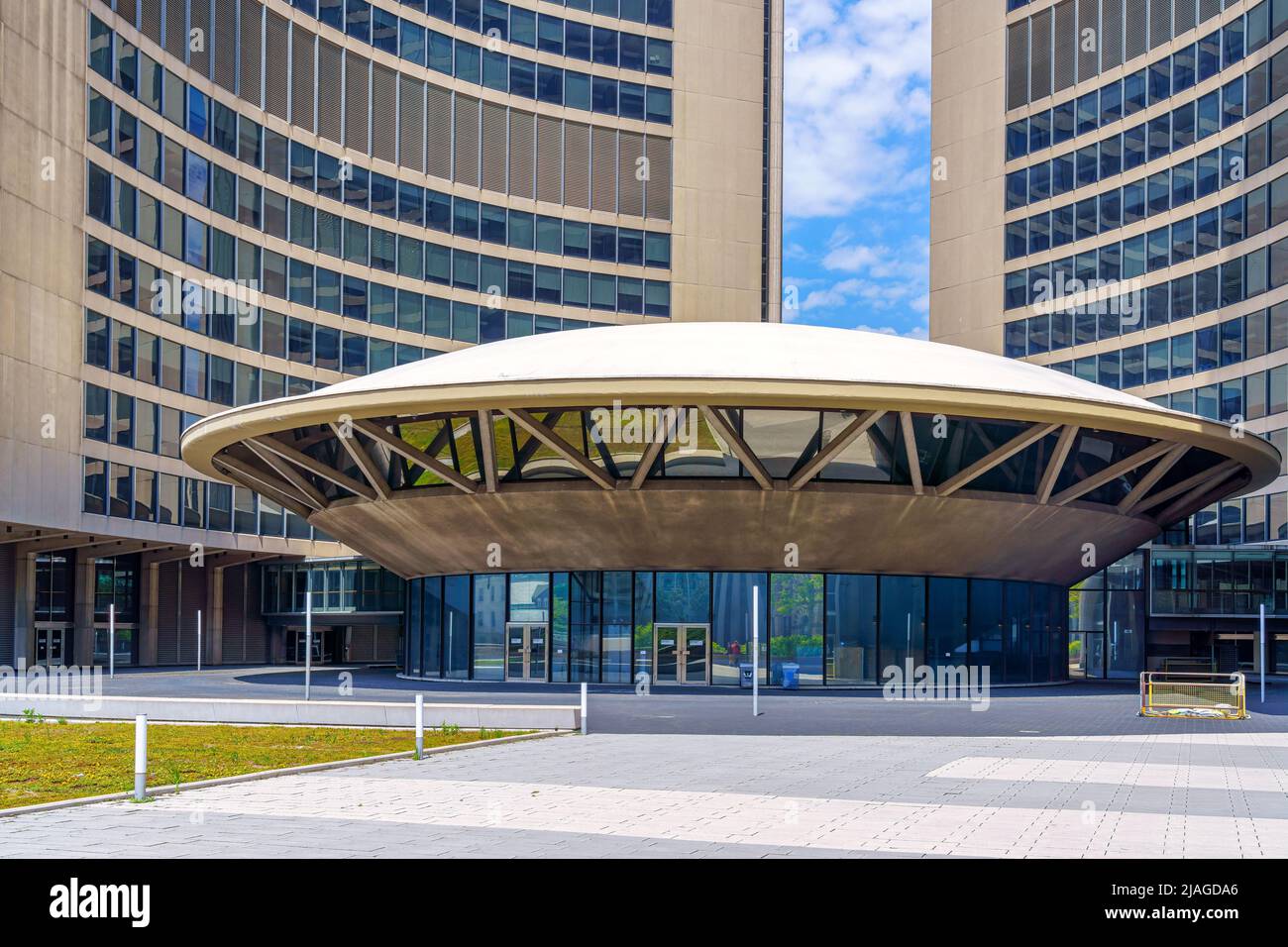 New City Hall. Exterior architecture detail of the government building ...