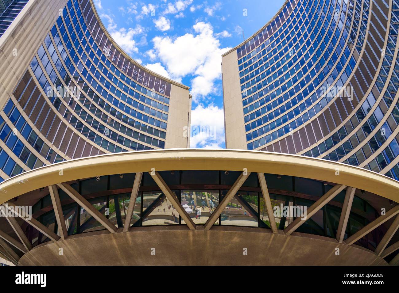 New City Hall. Low angle view of the exterior architecture of the ...