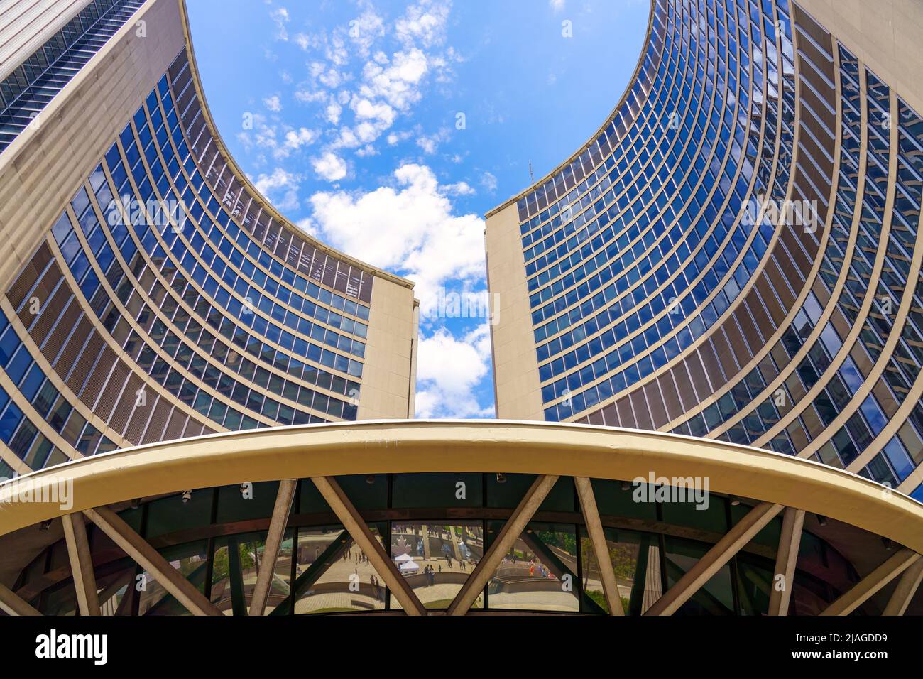 New City Hall. Low angle view of the exterior architecture of the ...