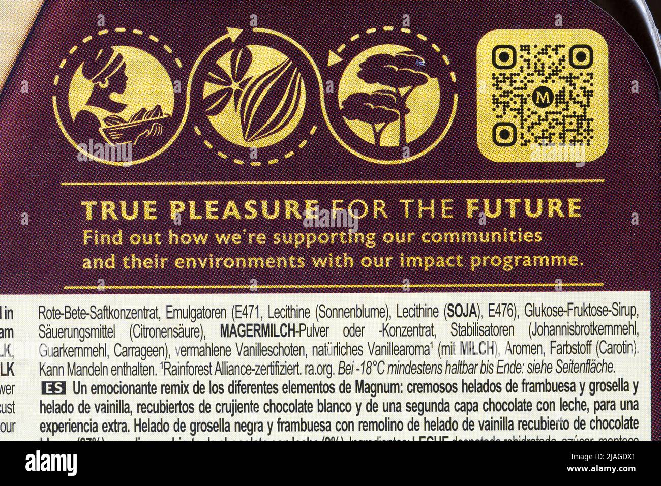 True pleasure for the future - detail on box of Magnum White Chocolate ...