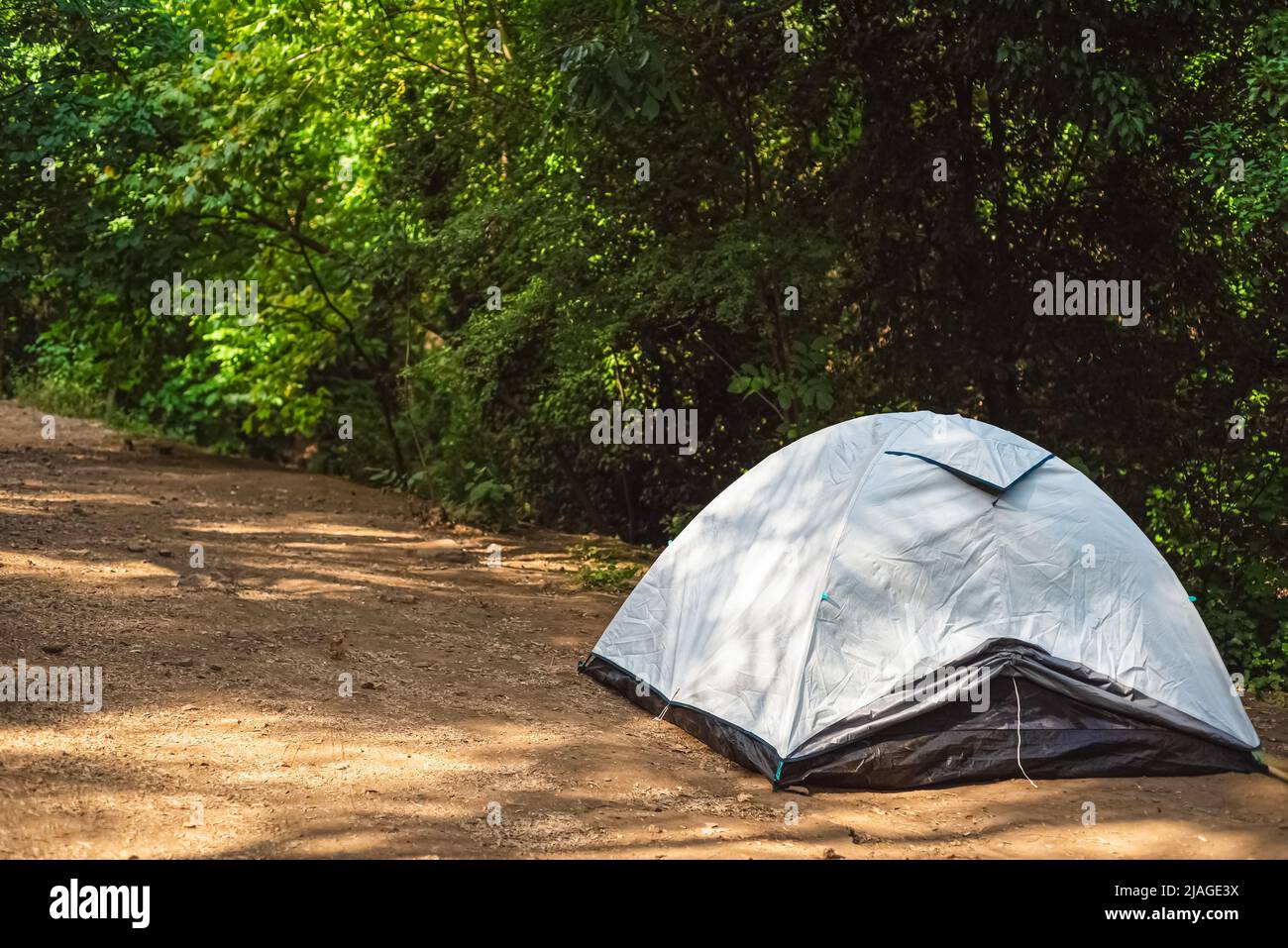 Camping and white tent near forest and river. Kazdaglari (Ida Mountain ...