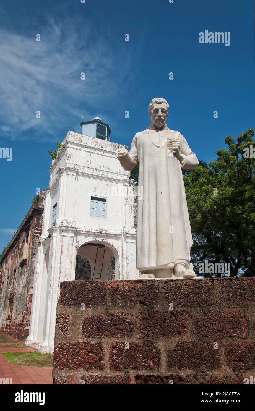 the historic ruins of the catholic Saint Paul's Church, lighthouse and ...