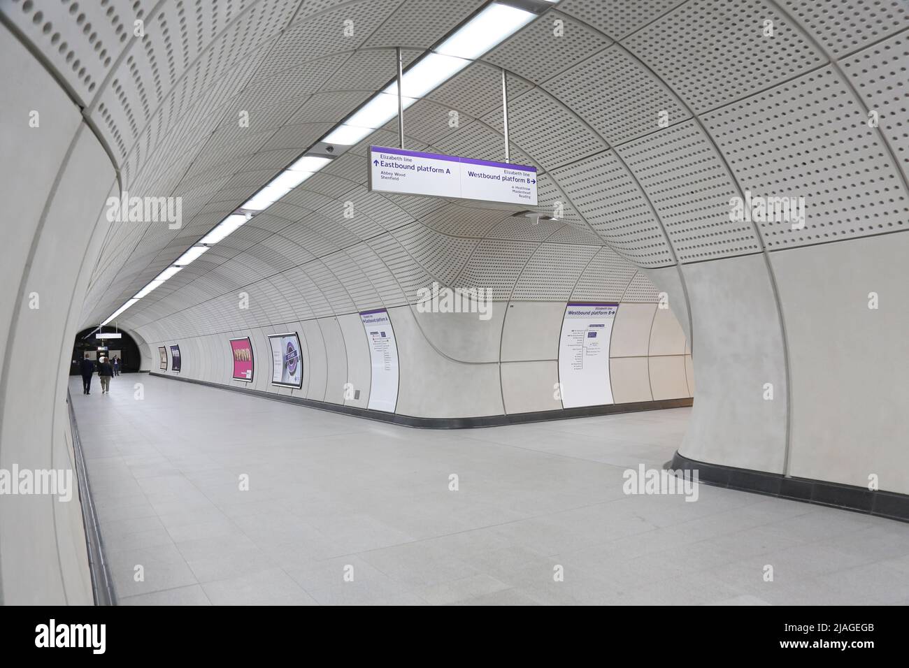 London, UK. Underground access tunnels at the new Tottenham Court Road ...